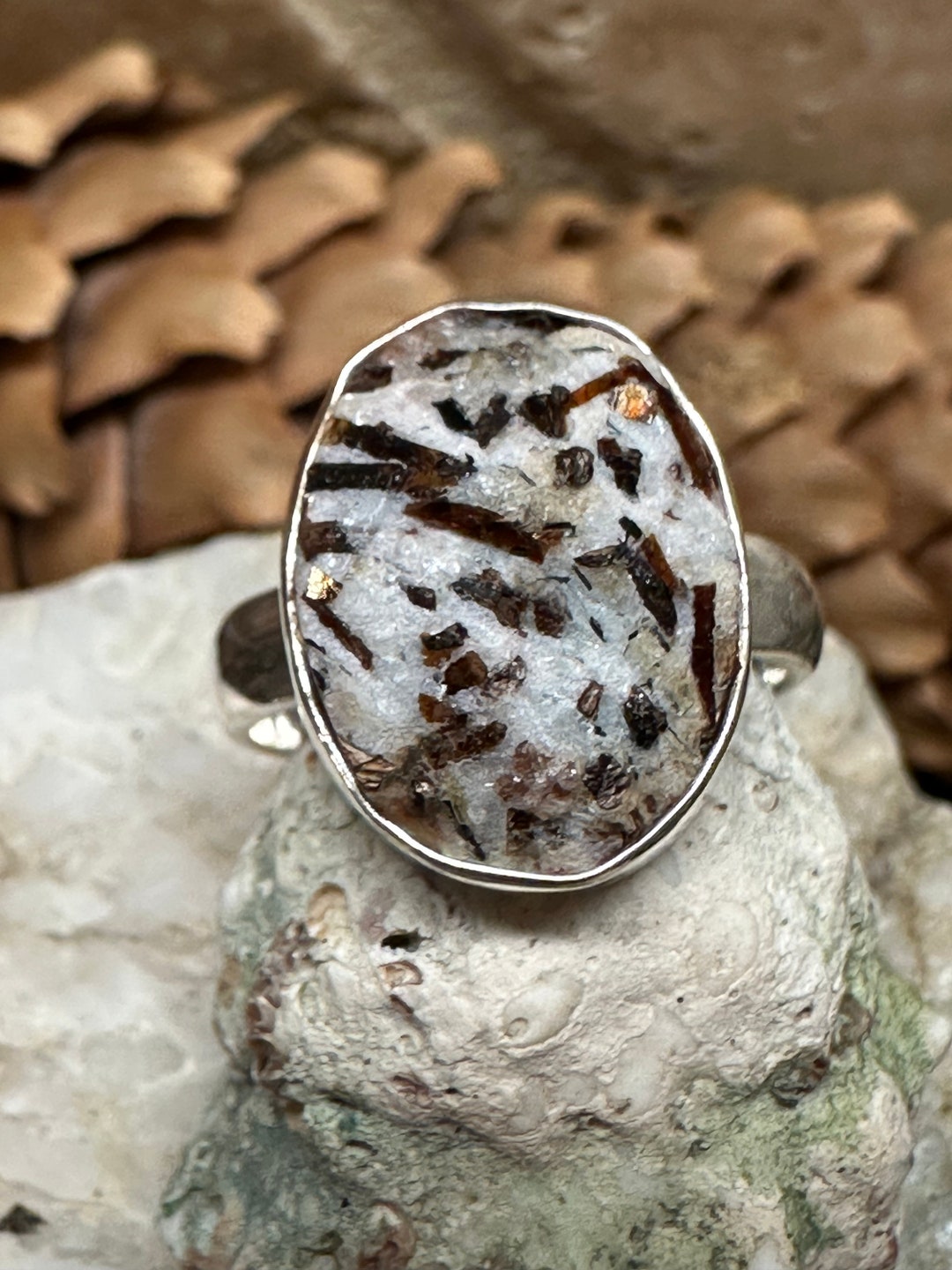 Genuine Astrophyllite Druzy 925 Solid Sterling Silver Ring Size 6.5 - Etsy