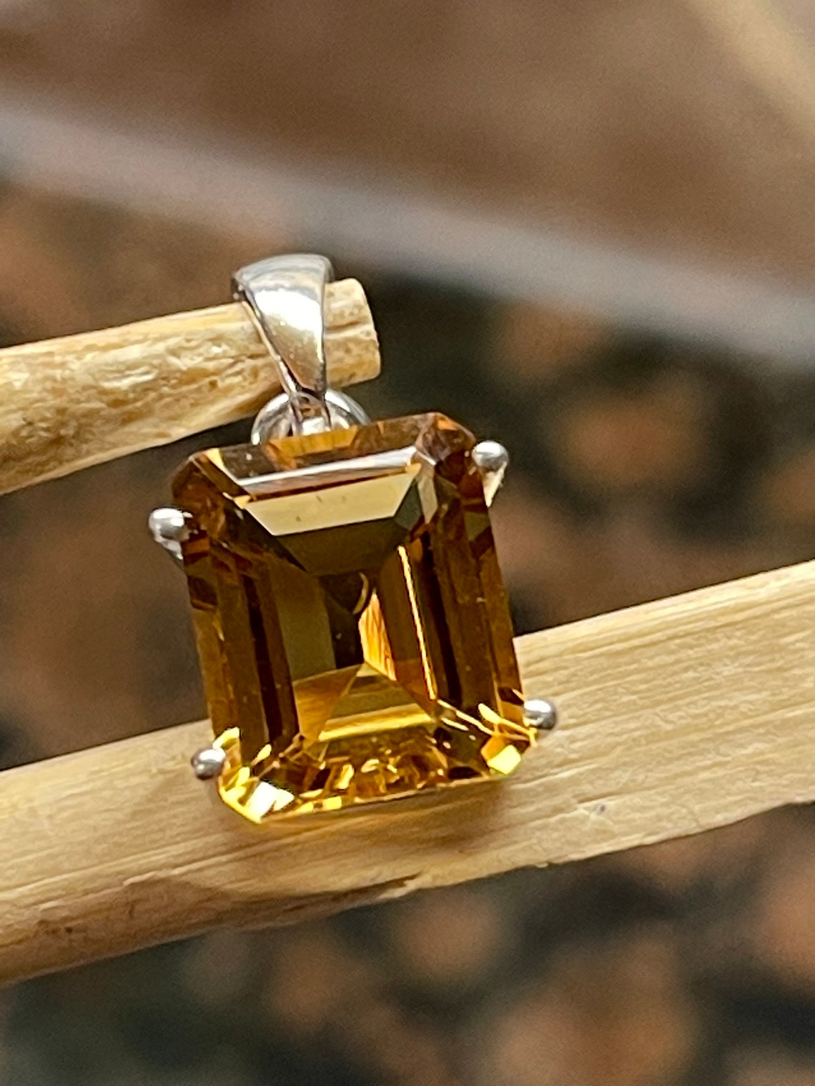 Natural Cognac Quartz 925 Solid Sterling Silver Pendant 18mm - Etsy