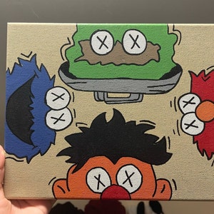 Sesame Street X KAWS Acrylic Cartoon Painting 9x12 - Etsy