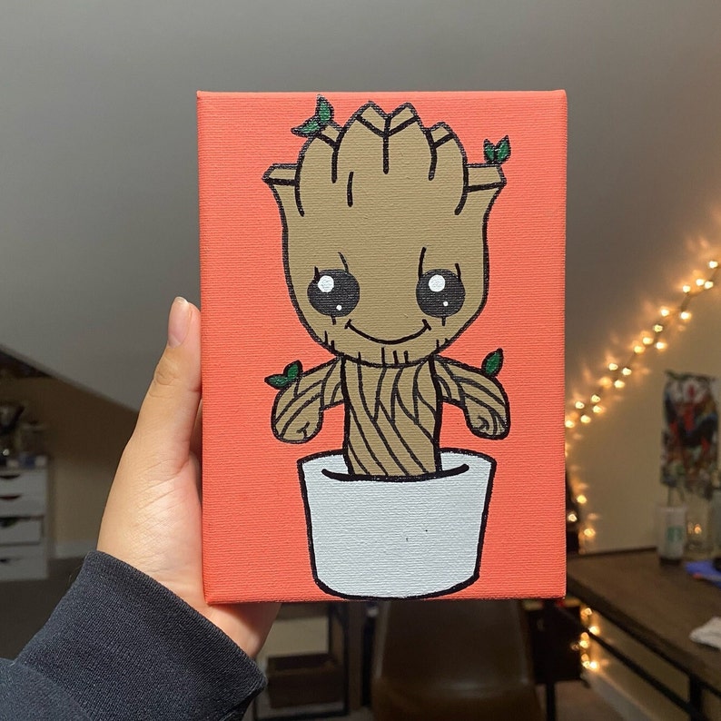 Baby Groot Cartoon Painting 7x5 - Etsy