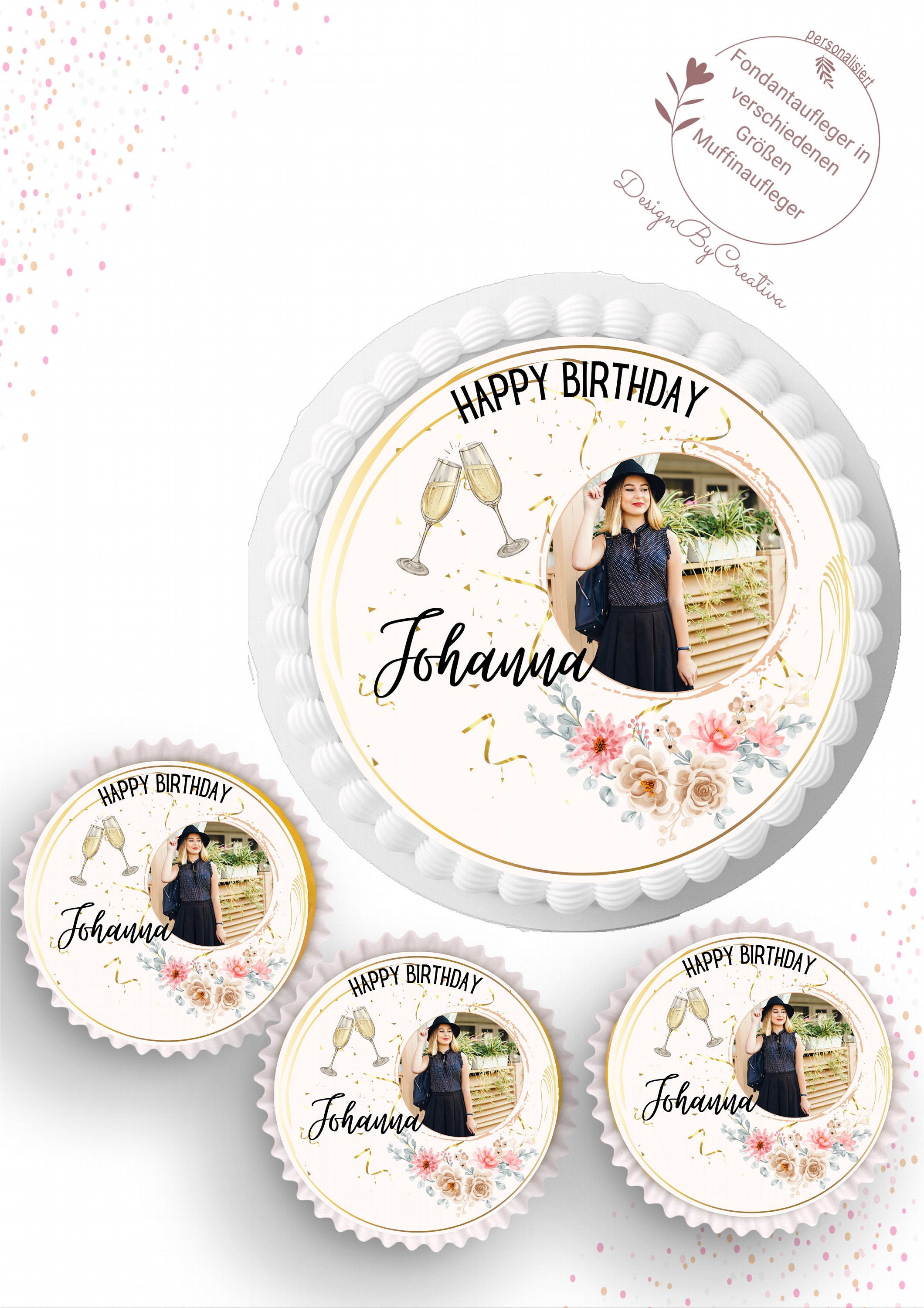 Personalized Birthday Cake Topper / Muffin Topper Made of Wafers or ...