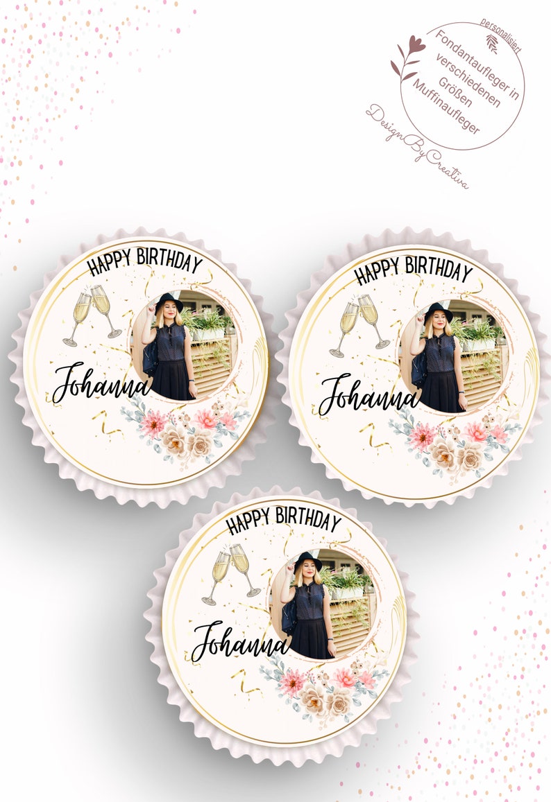 Personalized Birthday Cake Topper / Muffin Topper Made of Wafers or ...