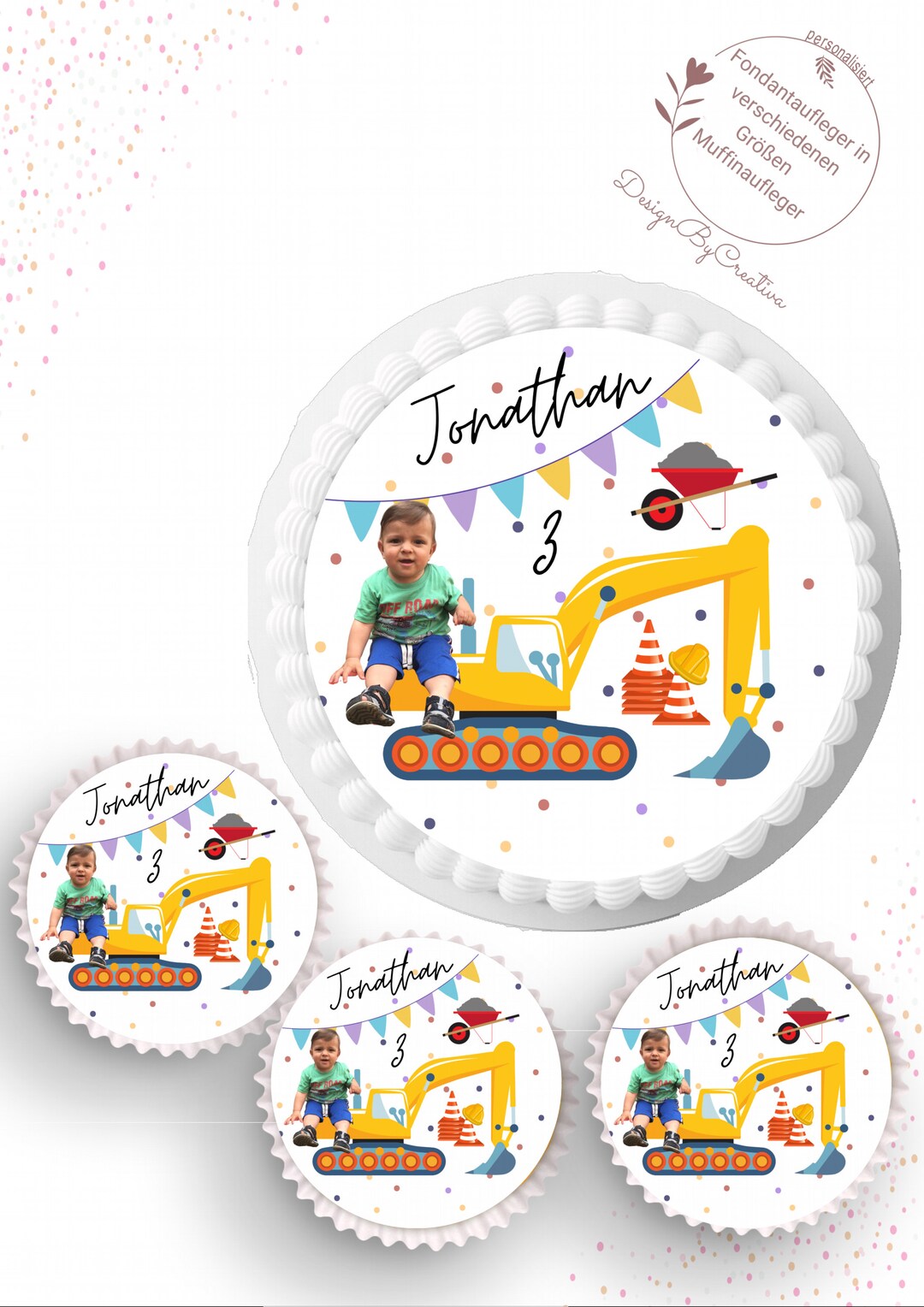 Excavator, Personalized Cake/cake Topper Made From Wafers or Fondant ...