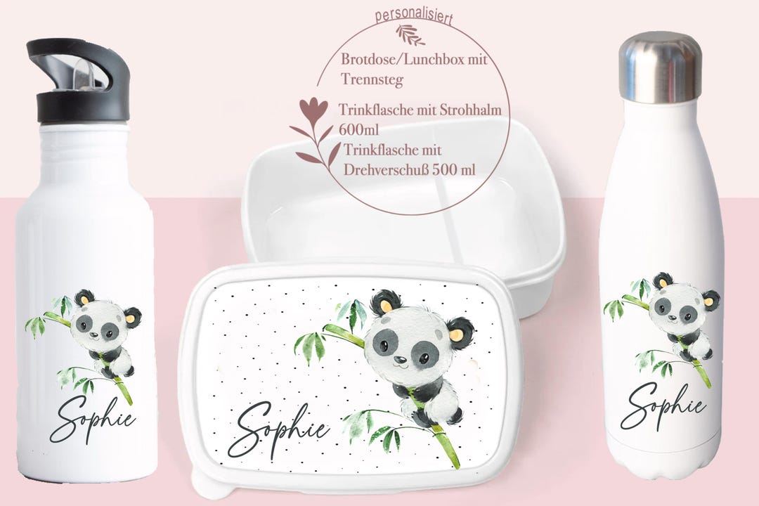 Lunch Box / Drinking Bottle Panda Bear, Also Personalized - Etsy