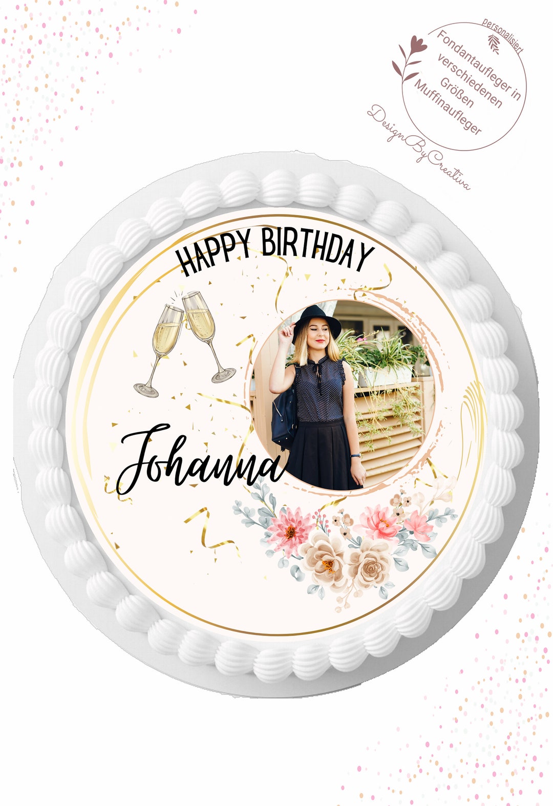 Personalized Birthday Cake Topper / Muffin Topper Made of Wafers or ...