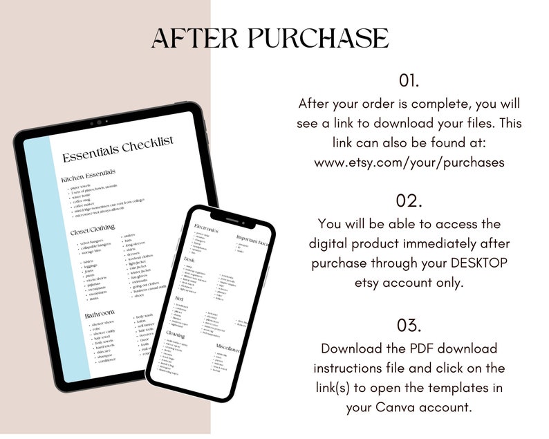 The Ultimate College Checklist - Etsy