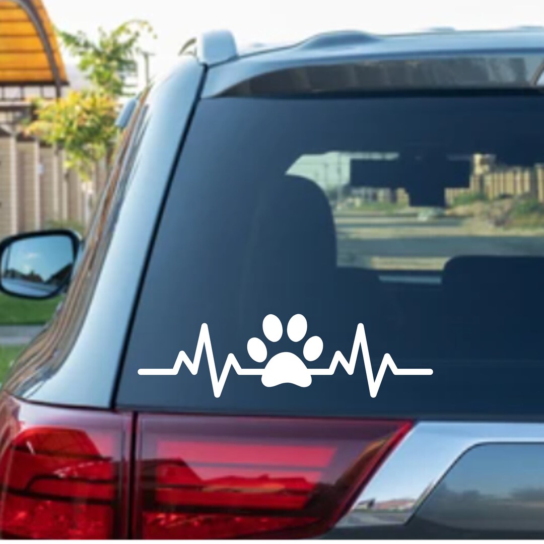 Paw Print Heartbeat Car Decal - Etsy