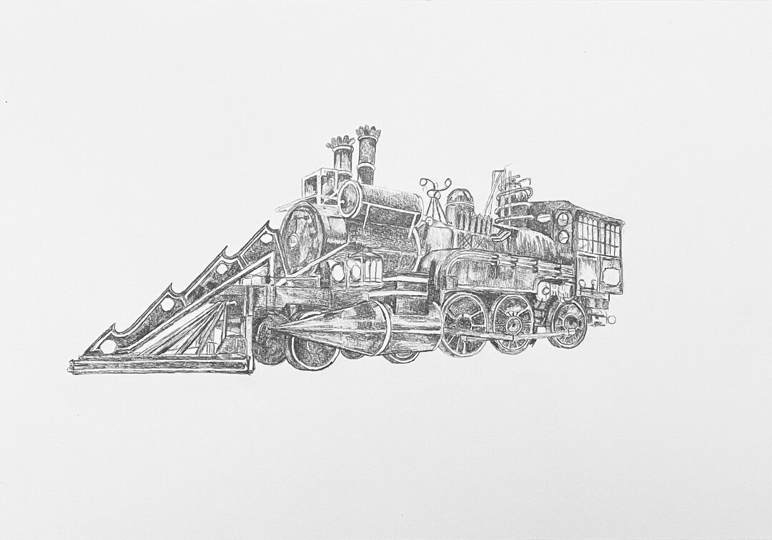 Back to the Future Time Train. Hand Drawn in Pencil. Monochromatic ...