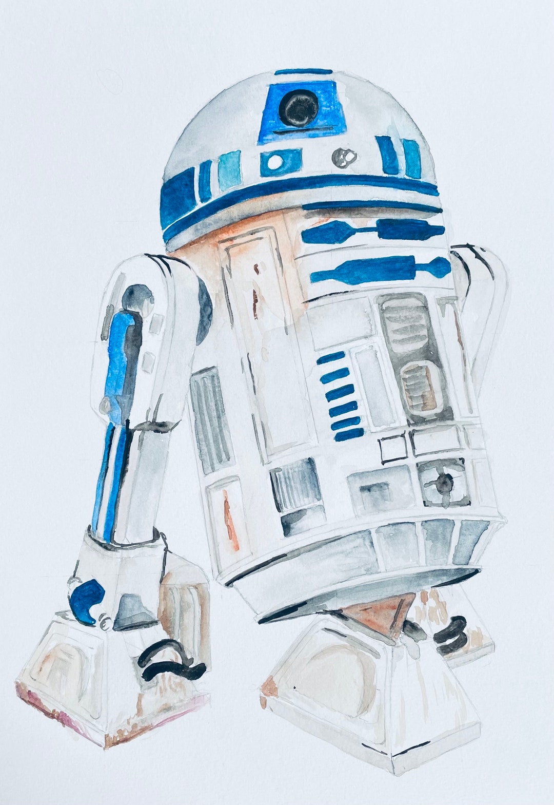Star Wars R2D2 Handrawn Painted With Watercolour - Etsy