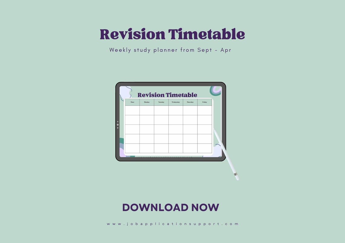 Revision Timetable - Digital Download | Fully Editable Study Planner ...