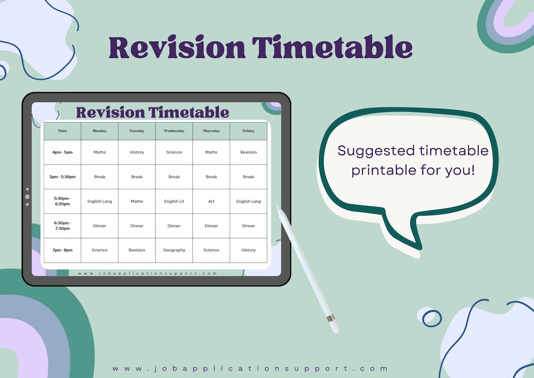 Revision Timetable - Digital Download | Fully Editable Study Planner ...