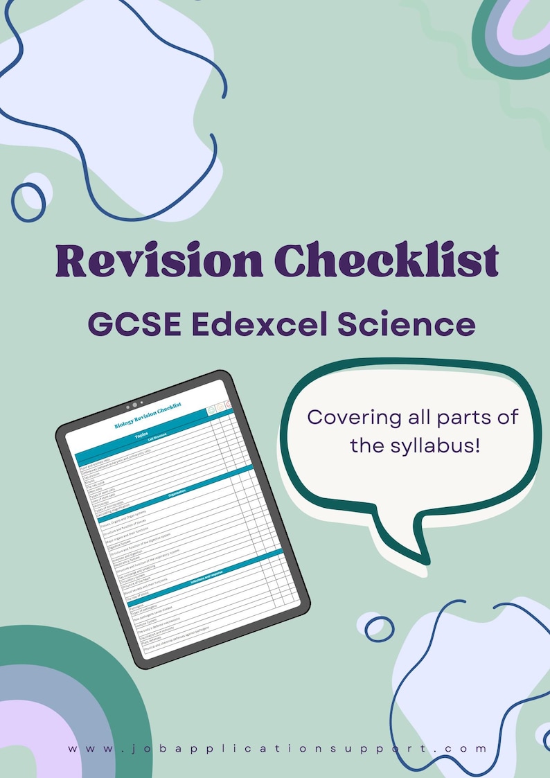 GCSE Science Revision Checklist (edexcel) | Digital Download | Printable Study Planner | Study ...