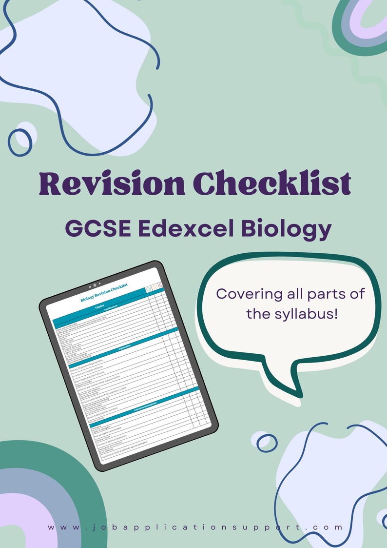 GCSE Biology Revision Checklist (edexcel) | Digital Download ...