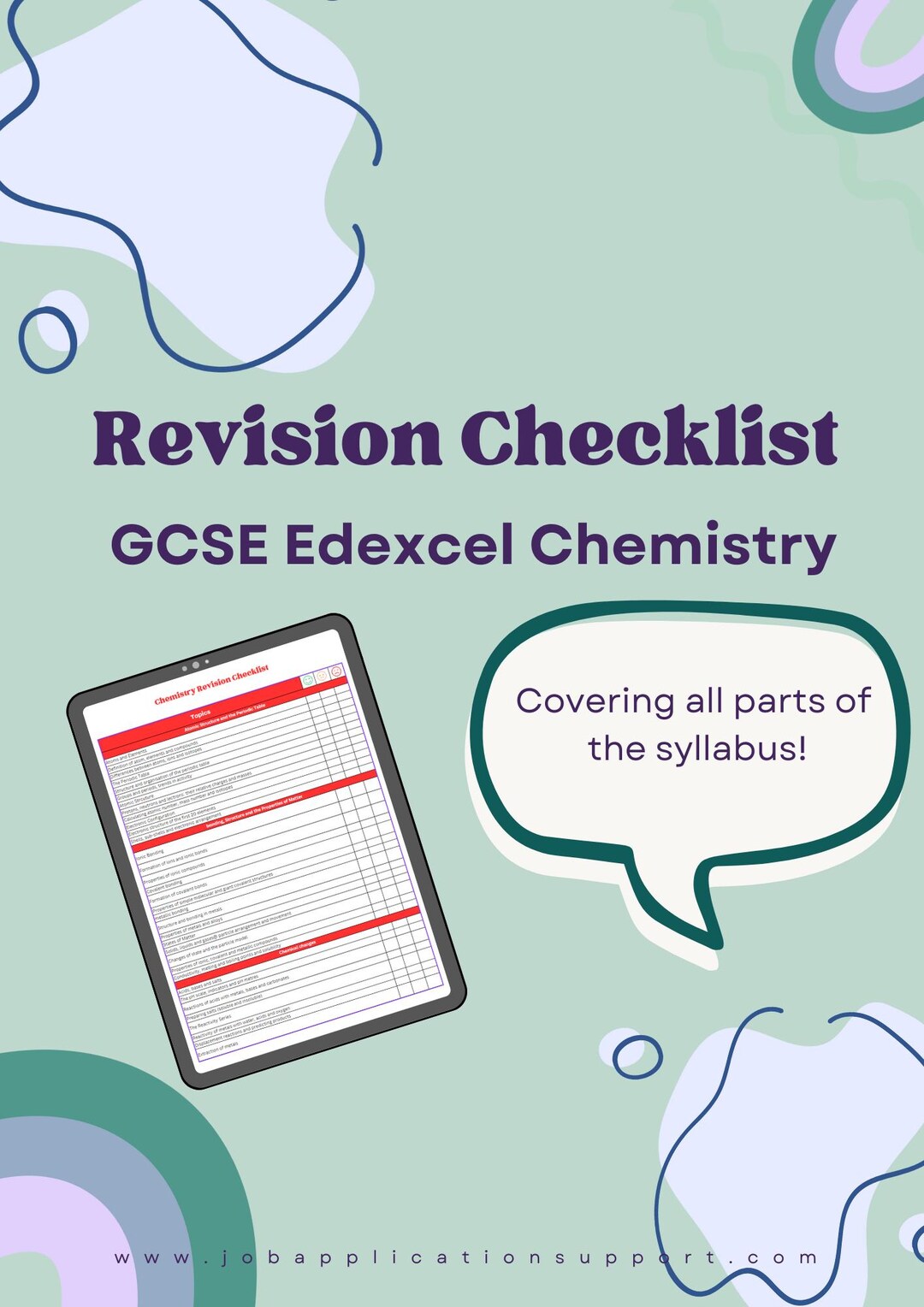 GCSE Chemistry Revision Checklist (edexcel) | Digital Download ...