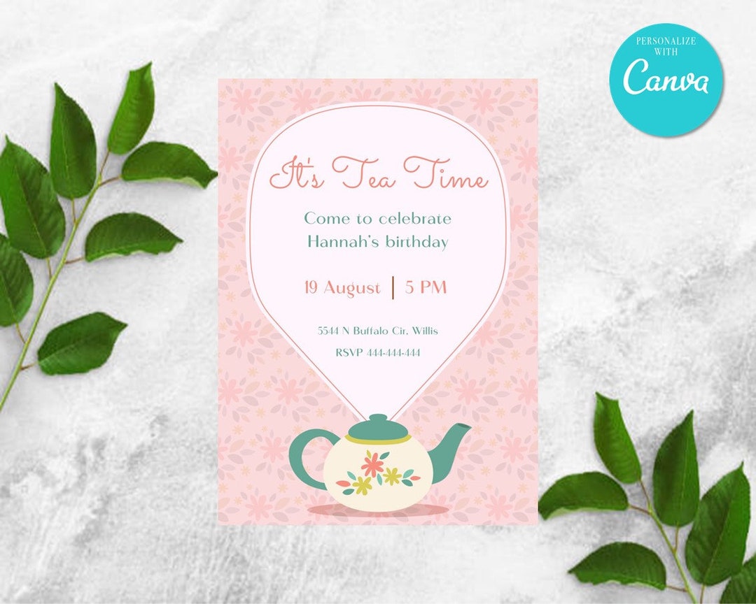 EDITABLE Tea Party Birthday Invitation, Colorfull Par-tea Invite ...