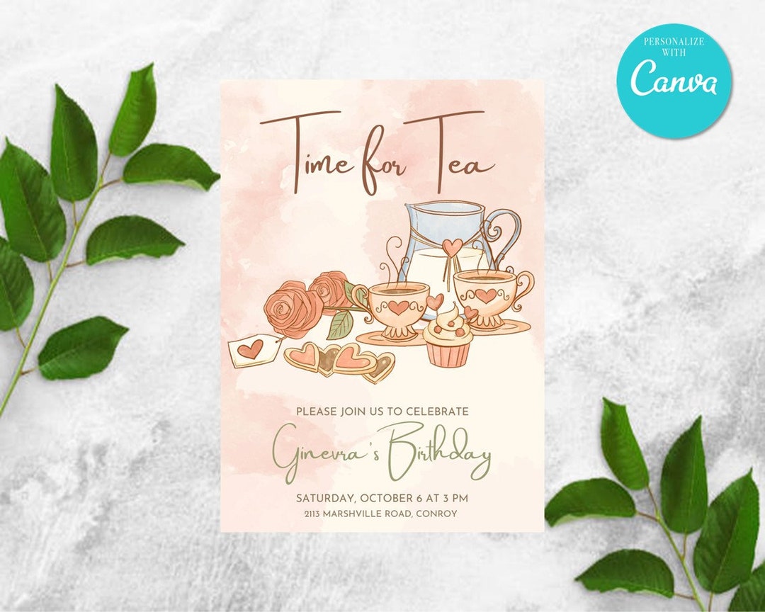 EDITABLE Tea Party Birthday Invitation, Colorfull Par-tea Invite ...