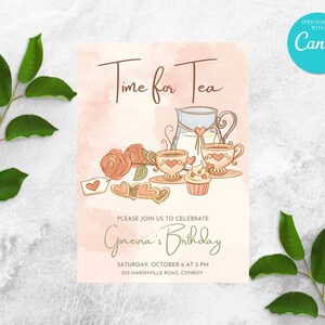EDITABLE Tea Party Birthday Invitation, Colorfull Par-tea Invite ...