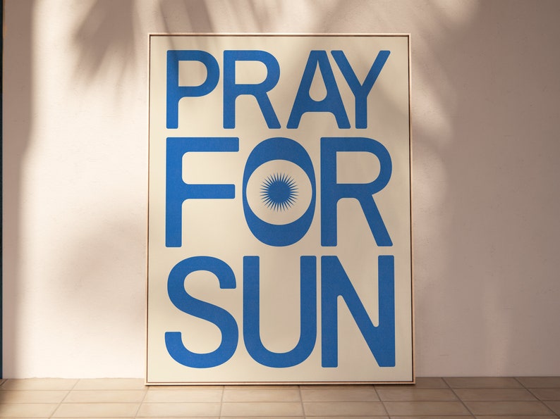 Pray for Sun Printable Wall Art, Retro Tropical Poster, Trendy Summer ...