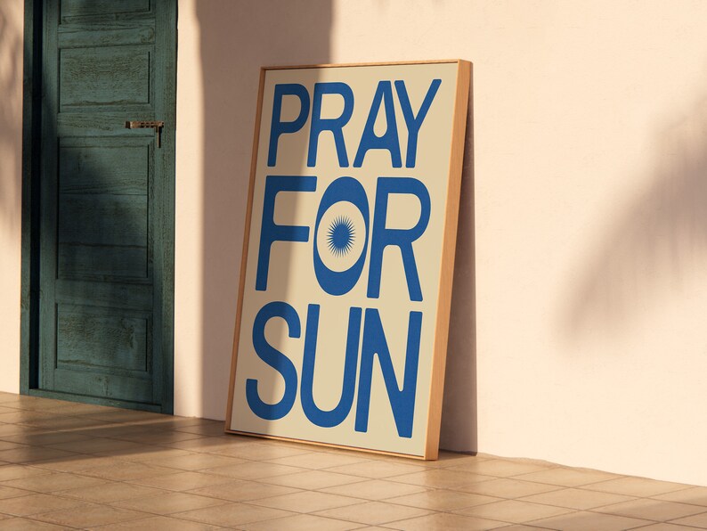 Pray for Sun Printable Wall Art, Retro Tropical Poster, Trendy Summer ...
