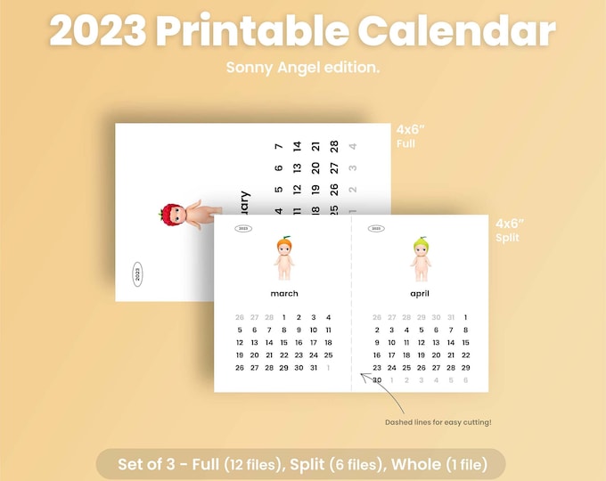 Printable 2023 Sonny Angel Monthly Calendar | Instant Download - Etsy
