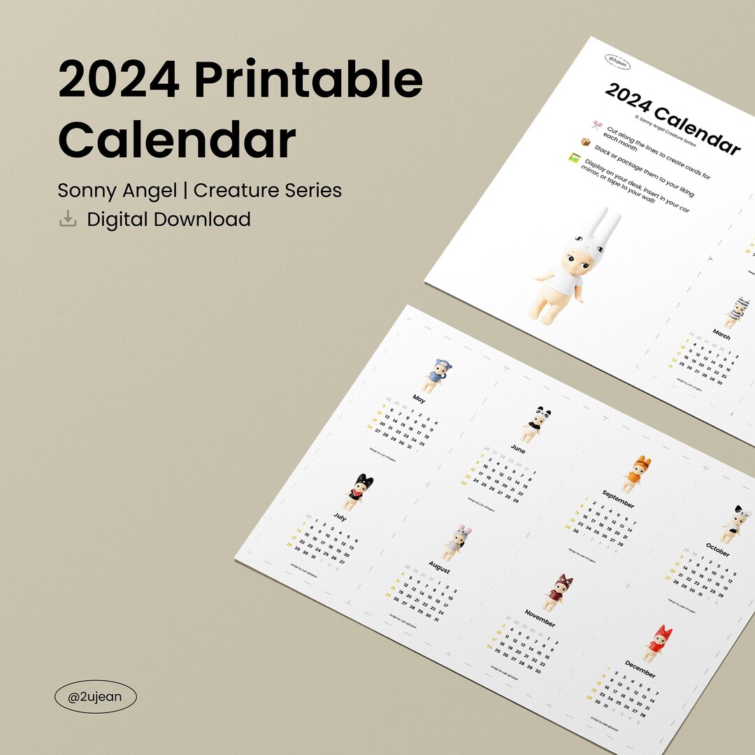 2024 Printable Calendar | Sonny Angel Inspired Mini Calendars *DIGITAL ...