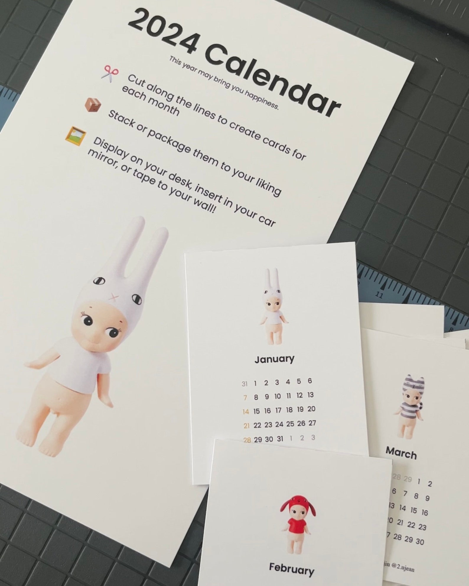 2024 Printable Calendar | Sonny Angel Inspired Mini Calendars *DIGITAL ...