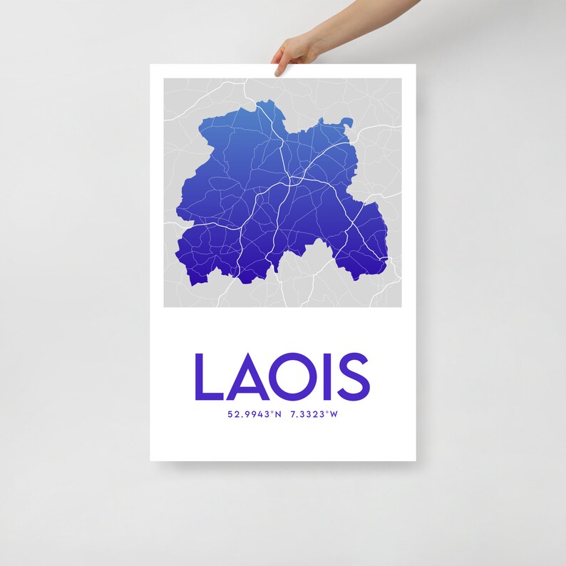 Laois in Focus Map & Coordinates Print - Etsy