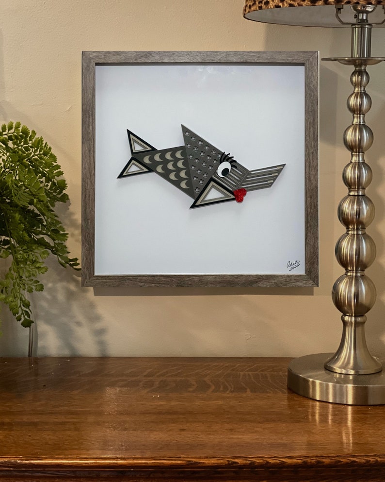 Shades of Gray Pythagoras Tangram Fish Collection. Paper Craft Wall Art ...