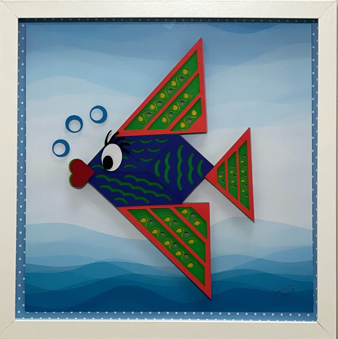 OG Rainbow Pascal Tangram Fish Collection. Paper Craft Wall Art. Great ...