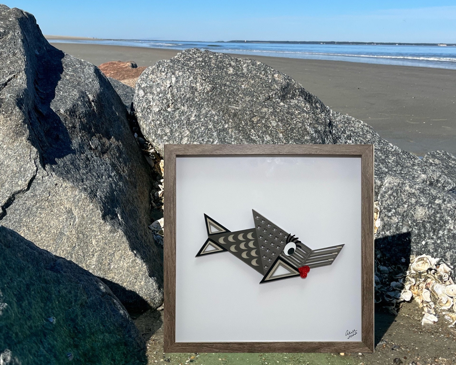 Shades of Gray Pythagoras Tangram Fish Collection. Paper Craft Wall Art ...