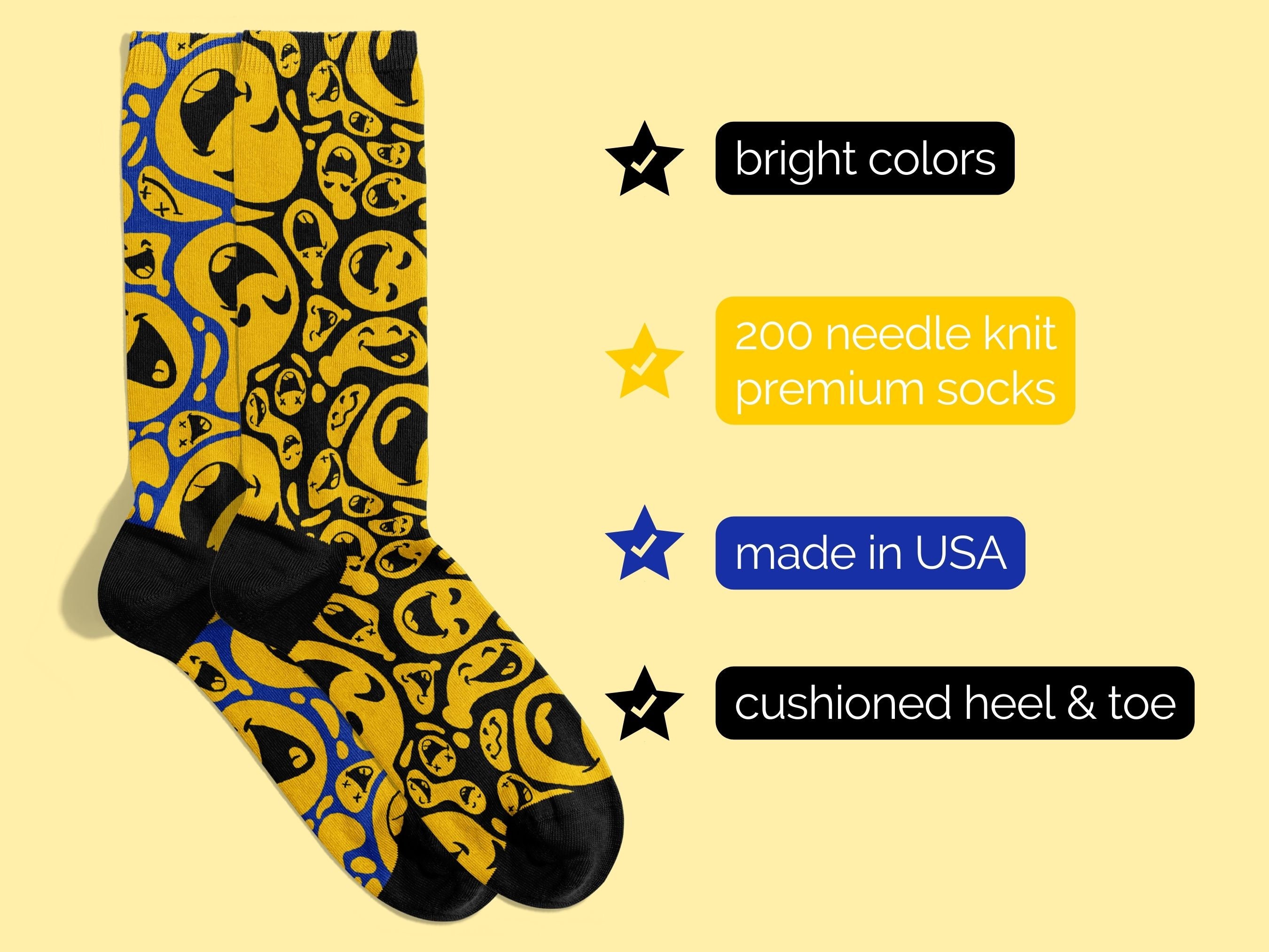 Smiley Face Emoji Socks - Funny and Cute Gift for Him - Happy Socks - Etsy