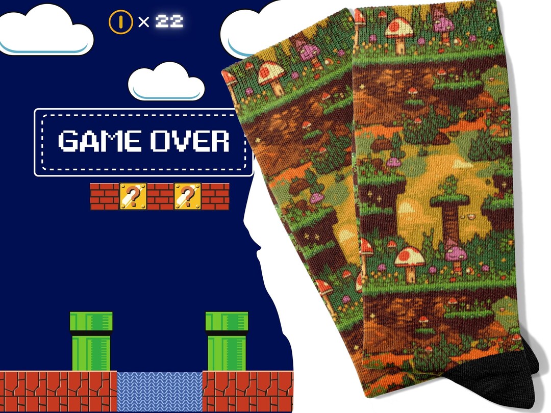 Super Mario 8-bit Socks | Detailed Retro Gaming Socks | Video Game ...