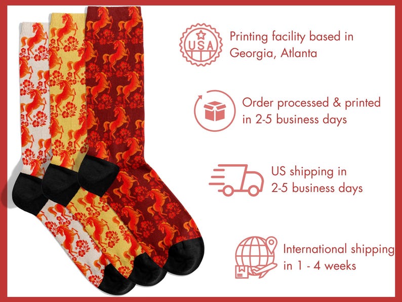 Year of the Horse Socks 2026 | Lucky Fire Horse Lunar New Year Gift ...