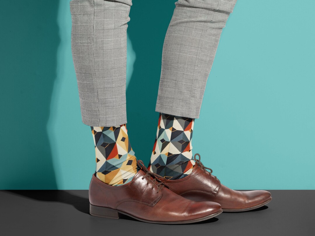 Modern Japanese Inspired Geometric Patterned Dress Socks | Stylish Patterned Socks | Dress Socks ...