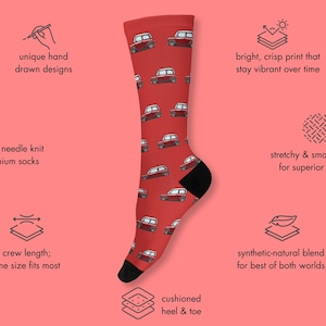 Colorful Red Mini Car Socks | Fun Novelty Socks | Mini Cooper Gift and ...