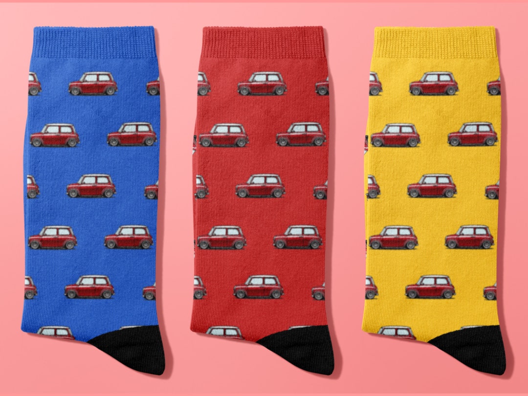 Colorful Red Mini Car Socks | Fun Novelty Socks | Mini Cooper Gift and ...
