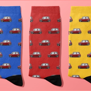 Colorful Red Mini Car Socks Fun Novelty Socks Mini Cooper Gift and Accessories for New Car Owners Etsy