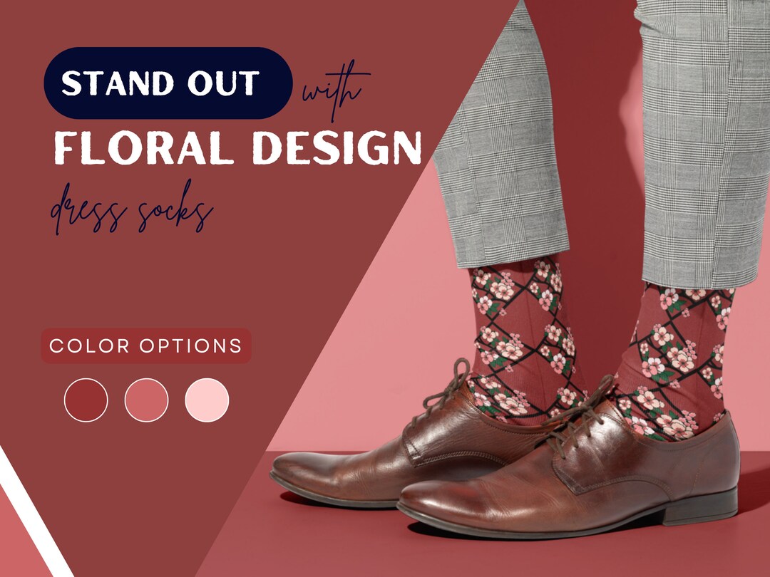 Cherry Blossom Socks – Elegant Floral Dress Socks for Men | Japan-inspired Gift for Weddings ...