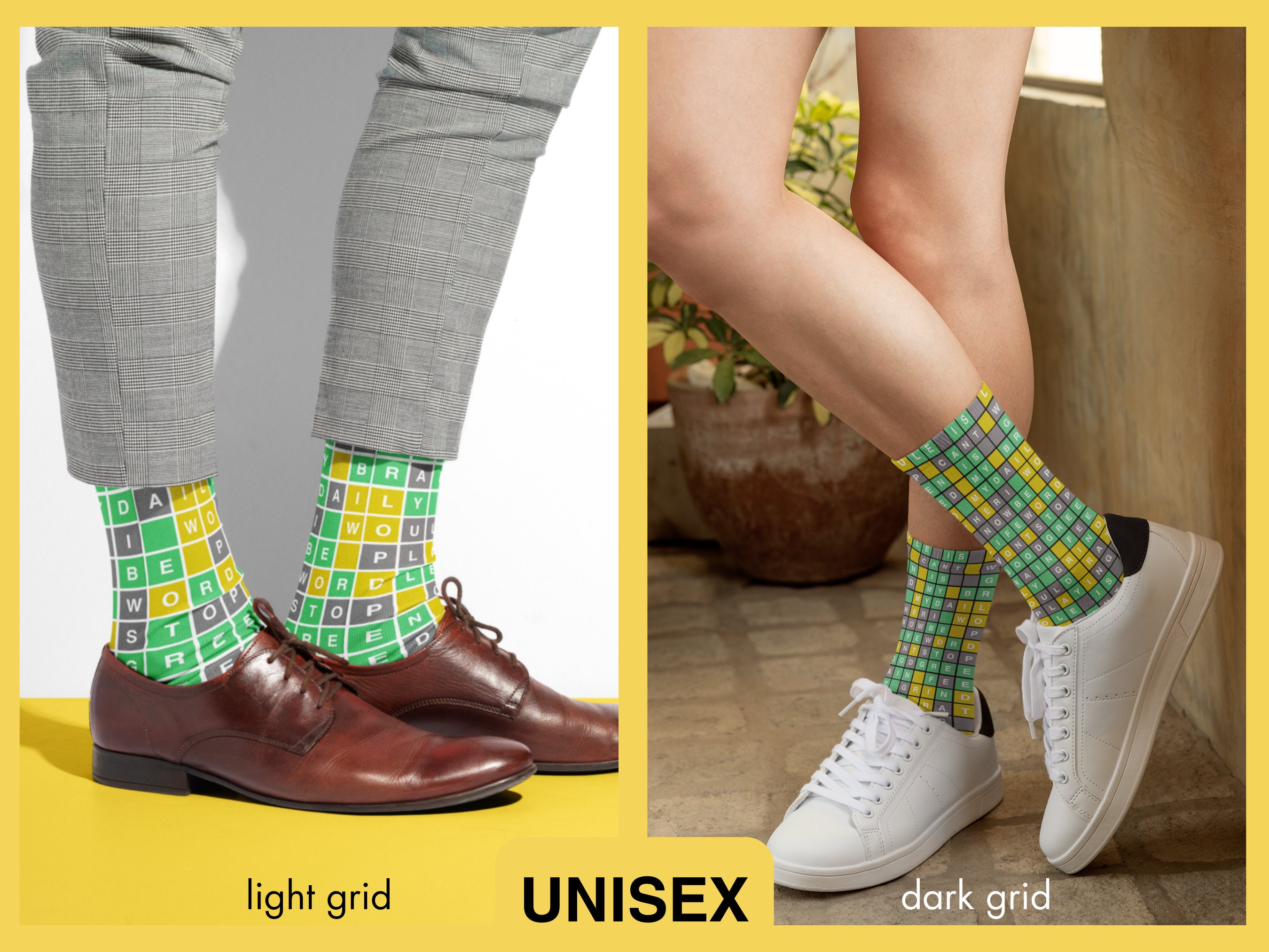 Personalized Wordle Puzzle Socks | Fun Colorful Word Game Socks | Socks ...