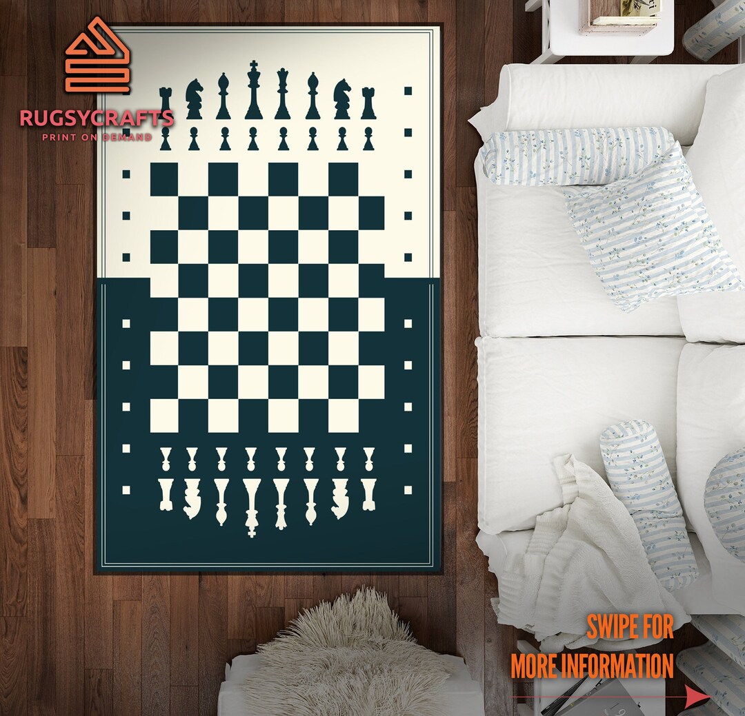 Chess Rug Chess Board Rug Chess Set Rug Game Room Rug Kids - Etsy