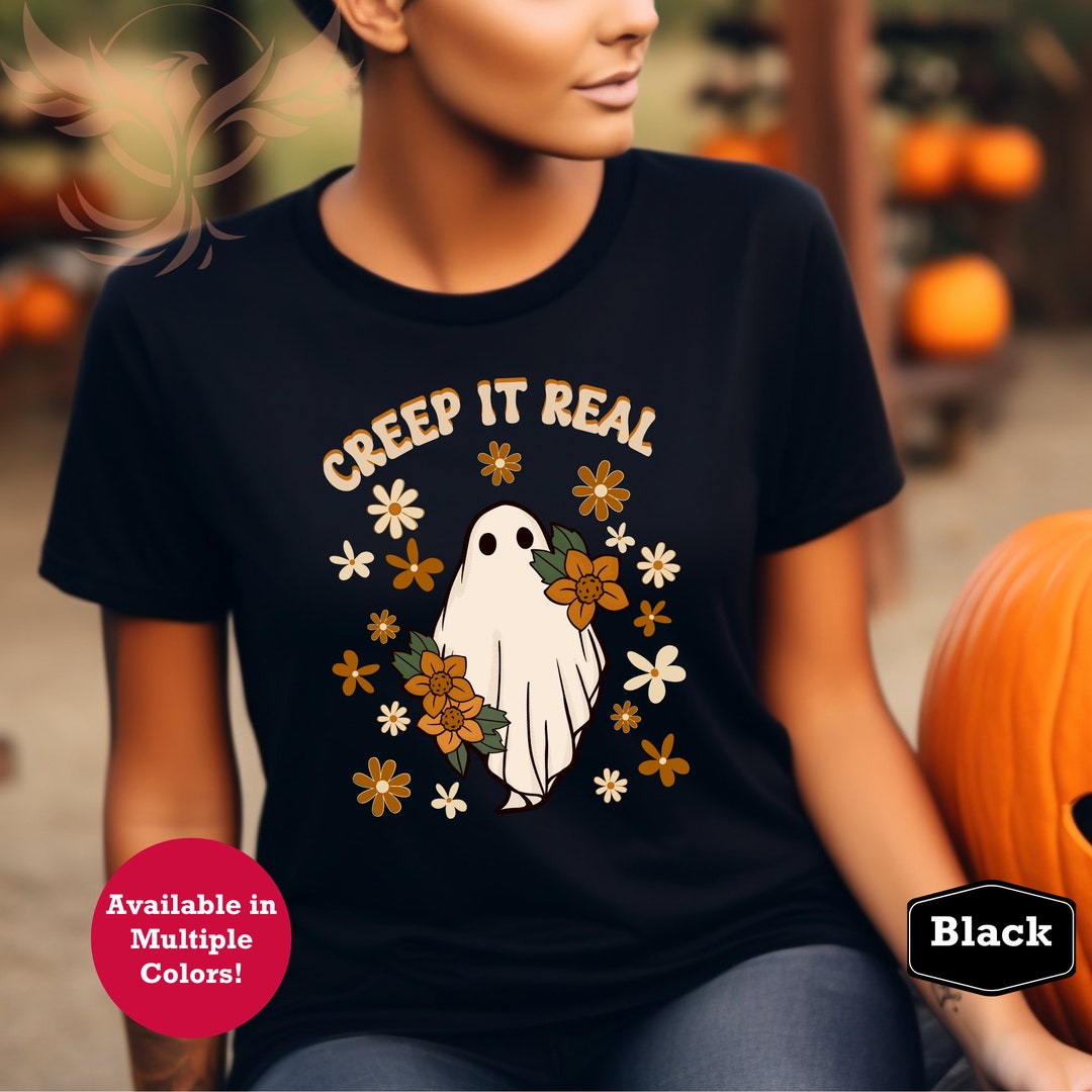 Retro Creep It Real Shirt | Halloween Flower Shirt | Vintage Ghost ...