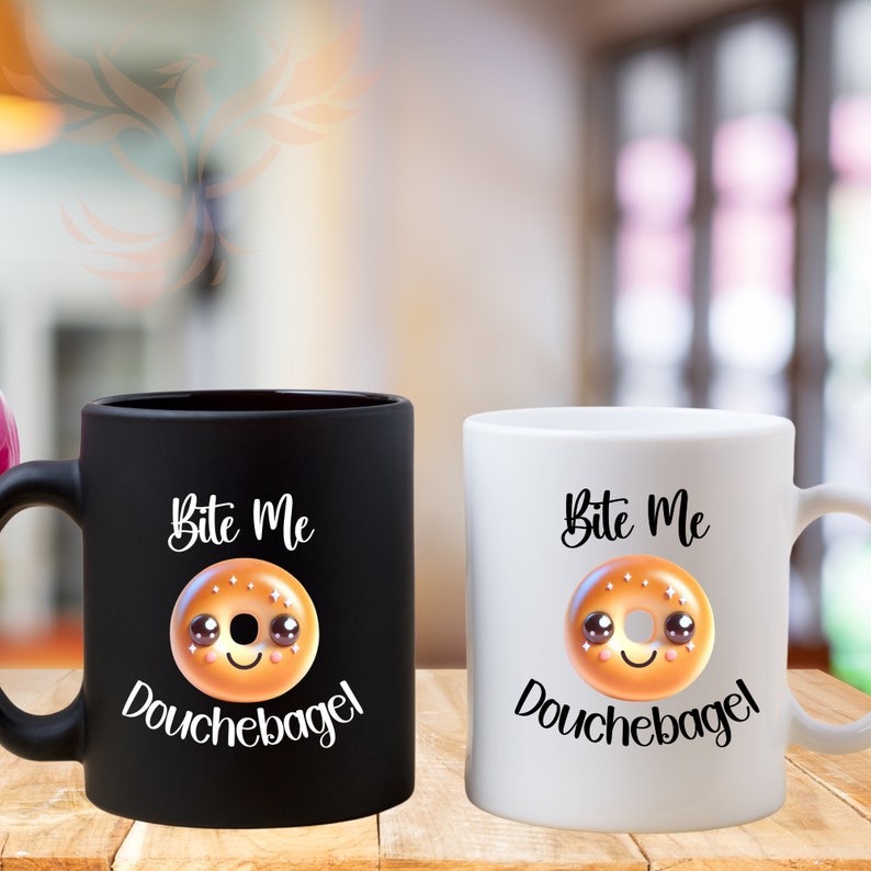 Adult Humor Mug | Sarcastic Emoji Mug | Bite Me Douchebagel | Adult Mug ...