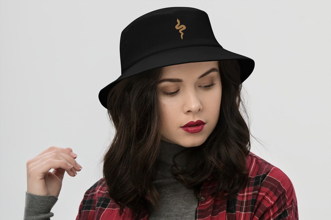Egyptian Mystical Snake Bucket Hat Embroidered Gold Evil Eye Protection ...