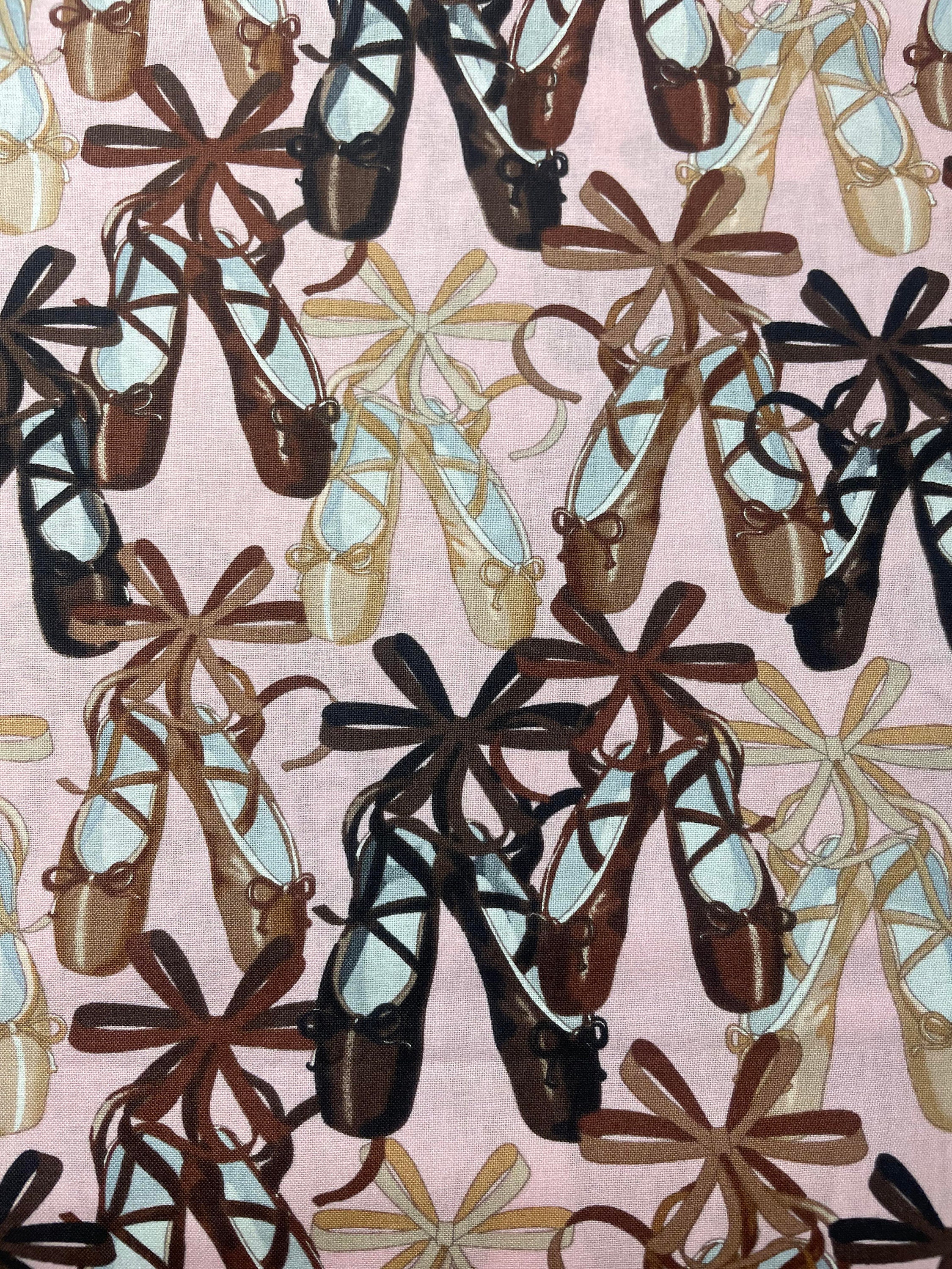 Ballet Shoes Fabric Theme Print. Balerina Ballet Shoes Cotton Quilting ...