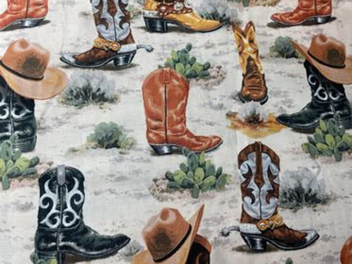 Cowboy Western Fabric Print. Cotton Quilting Fabric Perfect for Apron ...