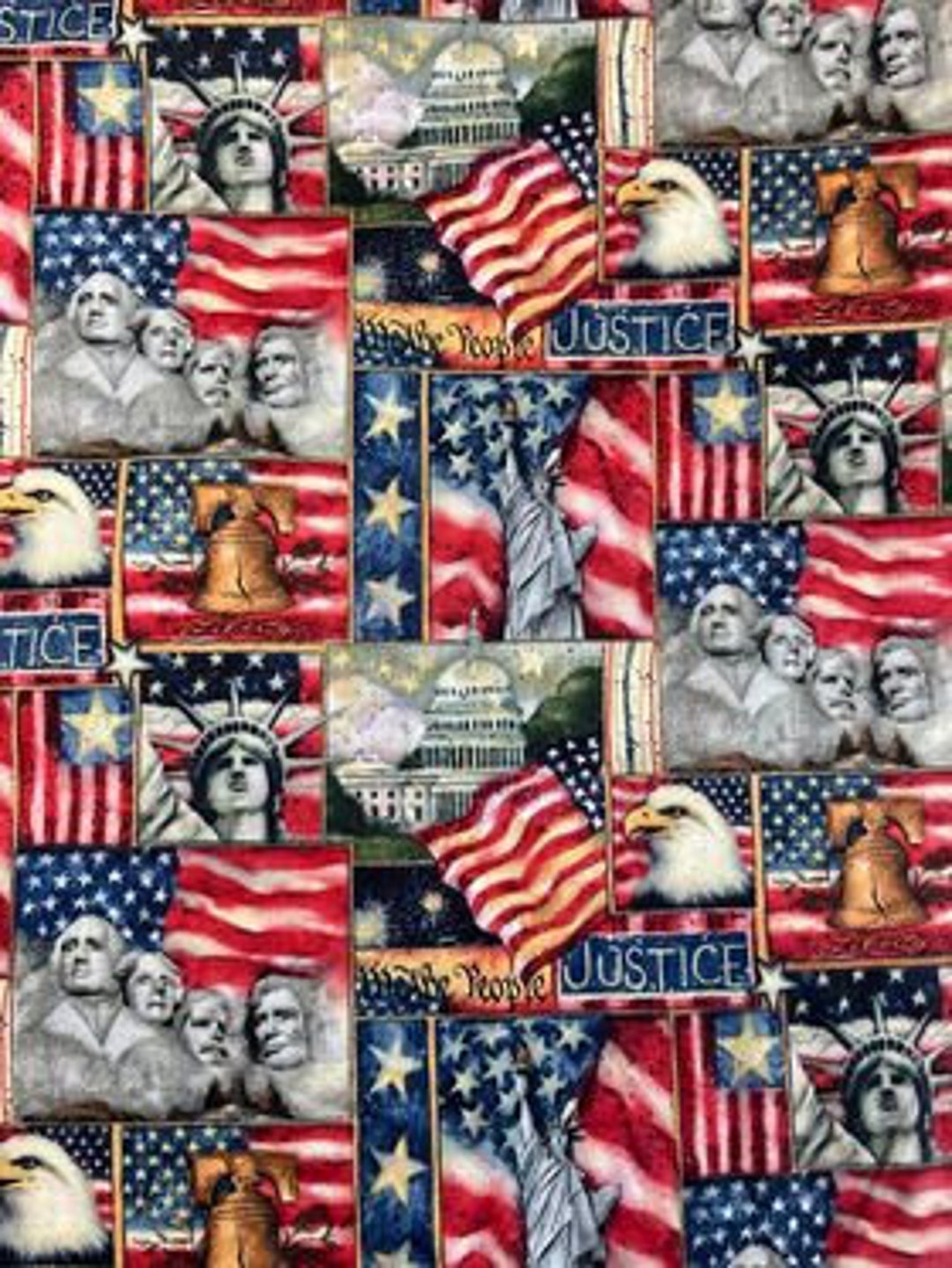 American Patriotic National Monuments Print Fabric 100% Cotton 45 Wide ...