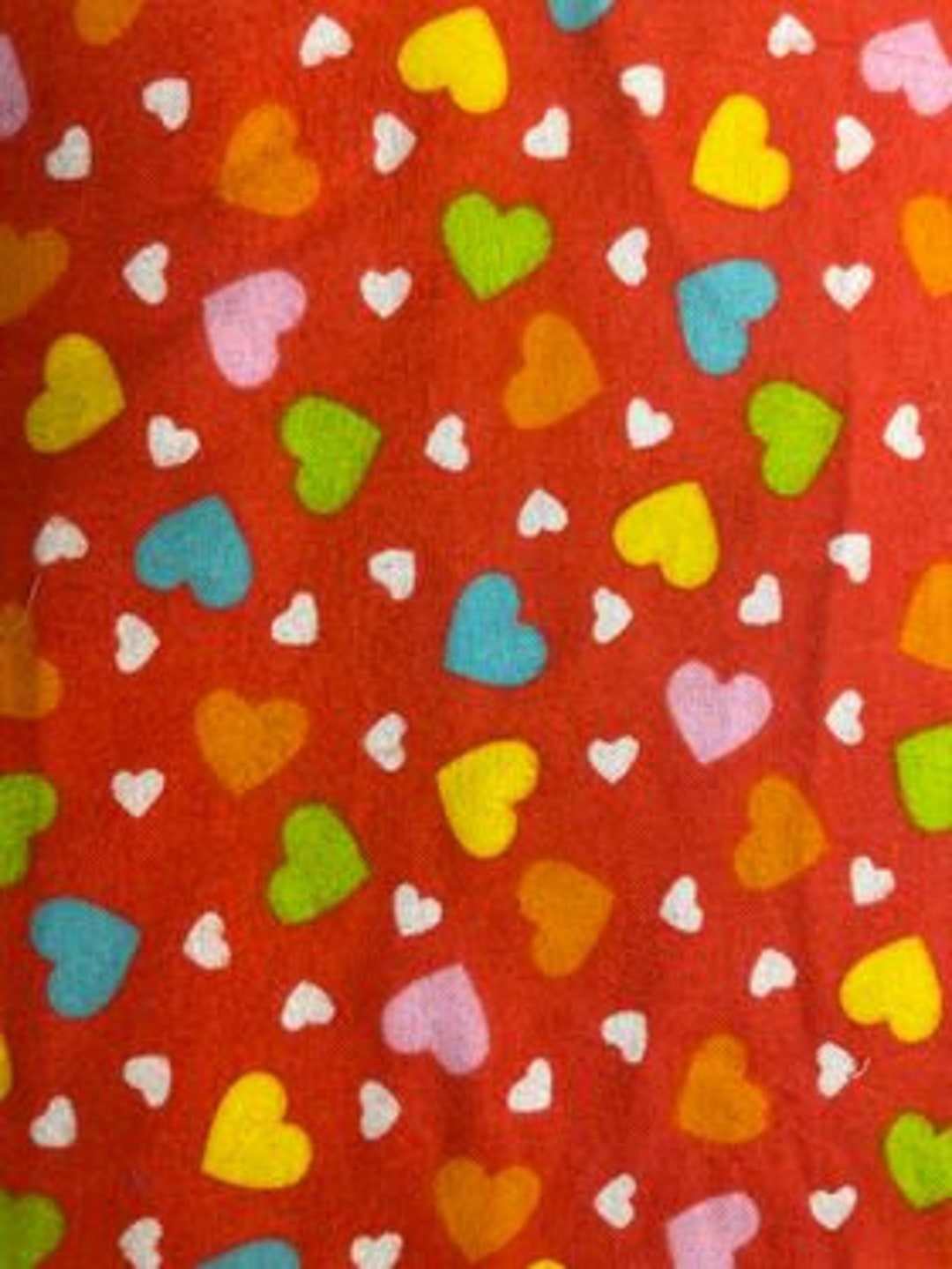 Hearts Flannel Multi Colored Fabric. Quilting and Sewing Home Decor ...