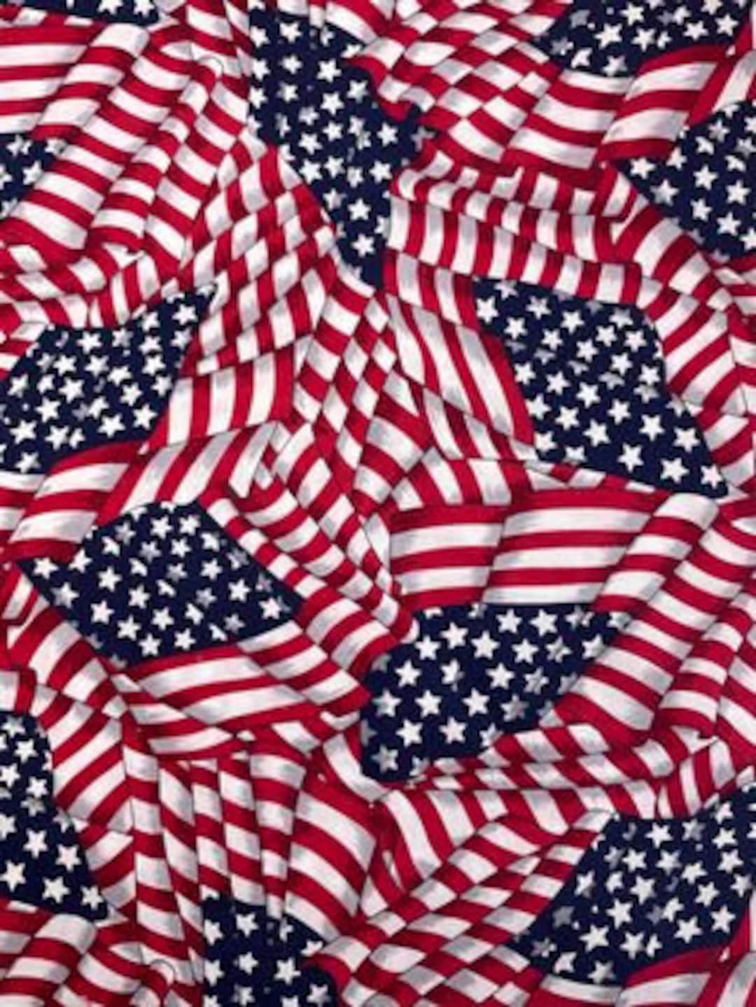 American Flag Fabric Waving Classic Patriotic Fabric 100% Cotton 45 by ...