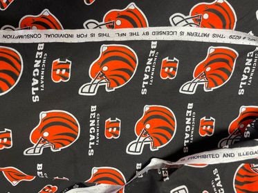 Cincinati Bengals Fabric NFL Football Fabric. 58 60 100% Licensed ...