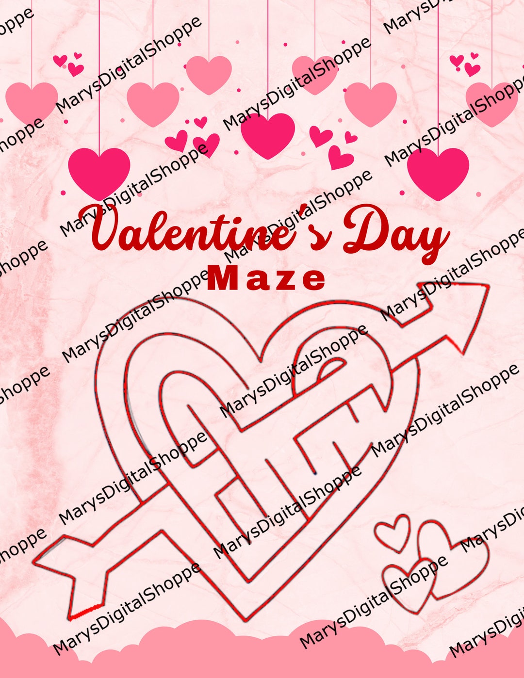 2 Printable Maze Valentines Day for Classroom, Kids, Adults. Valentine ...